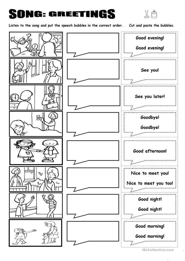 Esl Greetings Worksheet Gallery Free Worksheets Samples