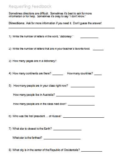 Following Directions Worksheets