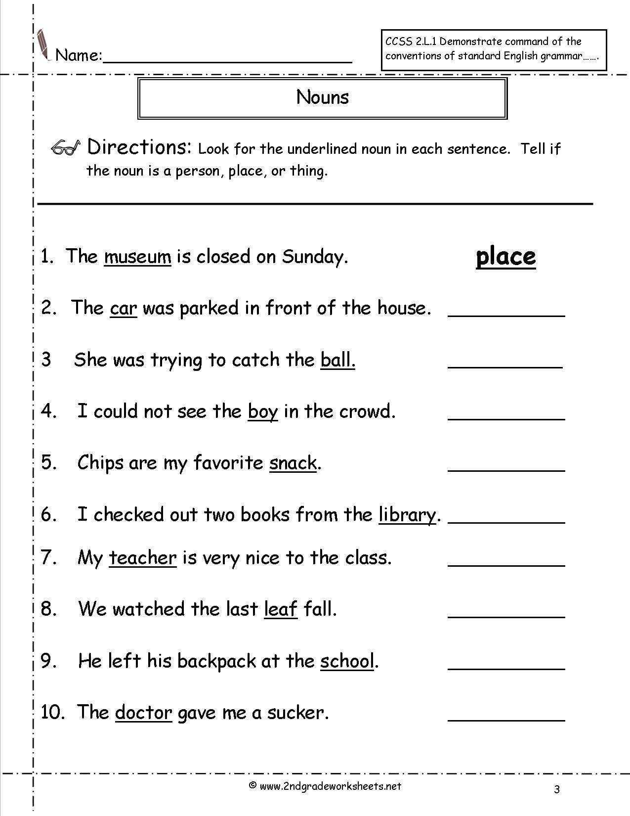 Identify Nouns Worksheet The Best Worksheets Image Collection | Free ...