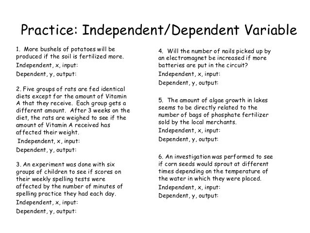 Identifying Independent And Dependent Variables Worksheets Math