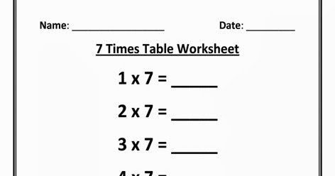 Kids Page 7 Times Multiplication Table Worksheet | Free Worksheets Samples