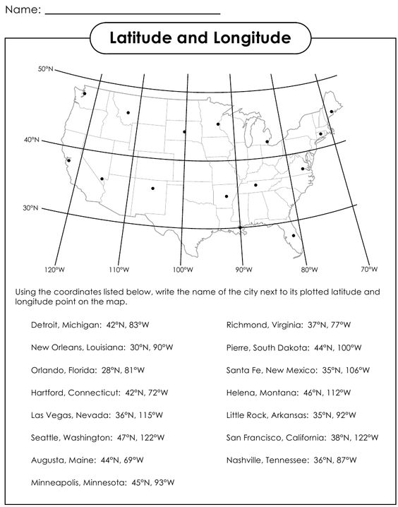 Easy Latitude And Longitude Worksheets