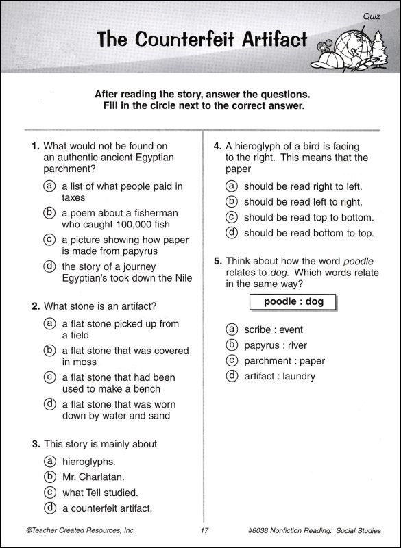 French Reading Comprehension Worksheets Grade 6