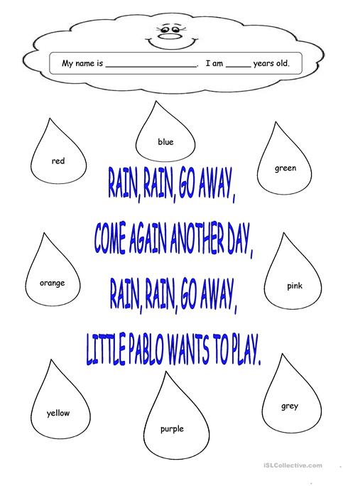 Rain Rain Go Away Worksheets
