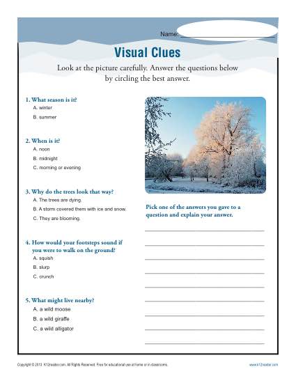 Visual Clues | Free Worksheets Samples