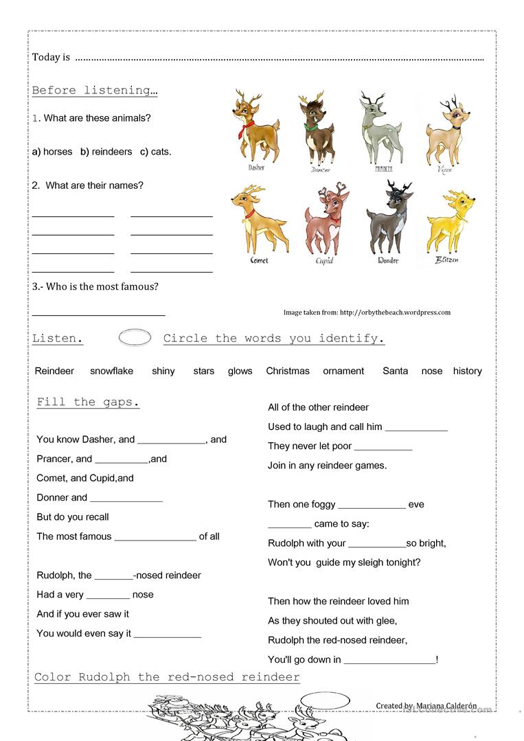 Rudolph The Red Nosed Reindeer Worksheets
