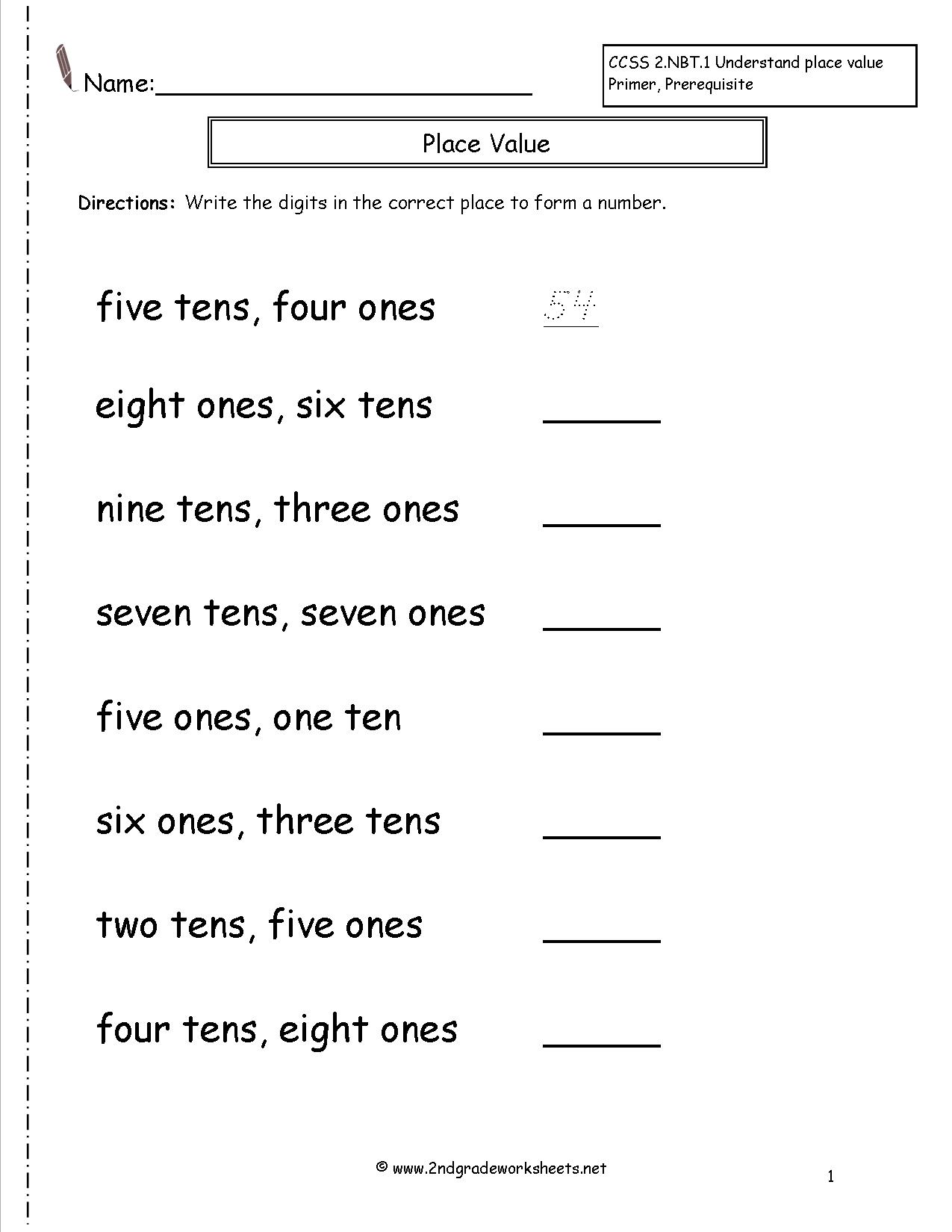 Place Value Worksheets Grade 2