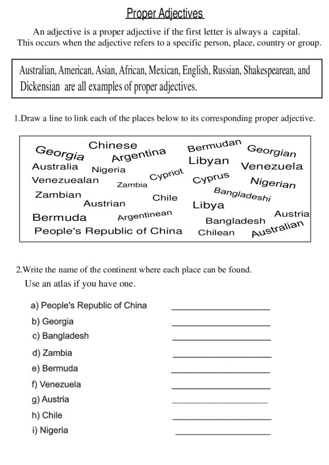 Adjective Worksheets For 6th Grade