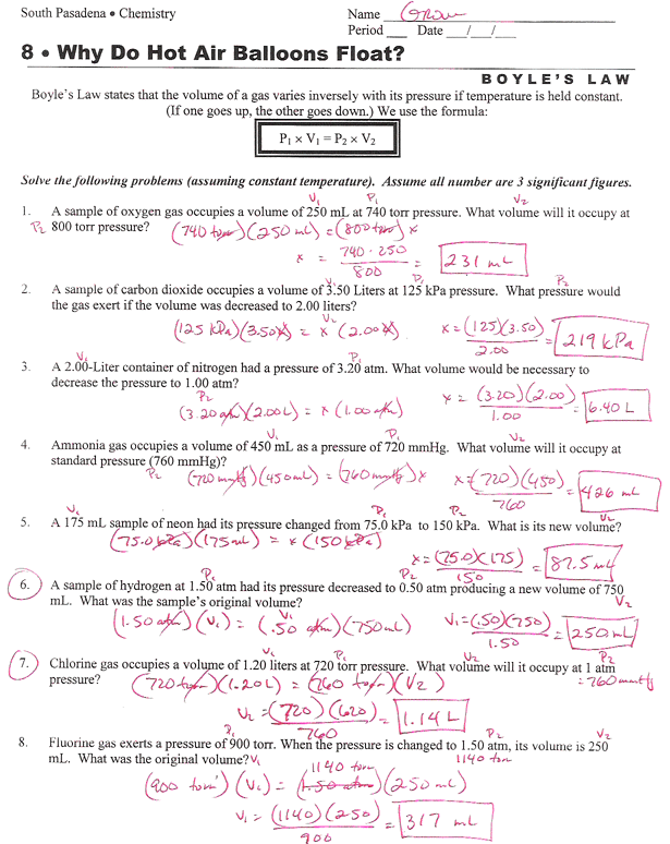 Boyle’s Law Worksheet Boyles Law Worksheet Ideal Gas Law Worksheet ...