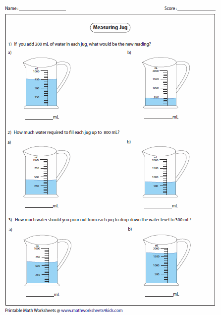 Capacity Worksheets | Free Worksheets Samples