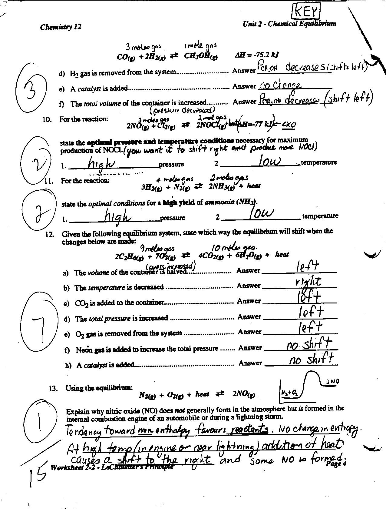 Chemical Equilibrium Worksheets Answers Chemical Equilibrium Worksheets Answers