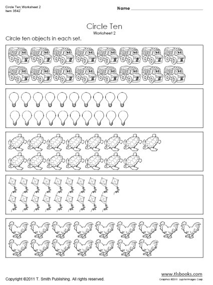 Circle Groups Of Ten Worksheets