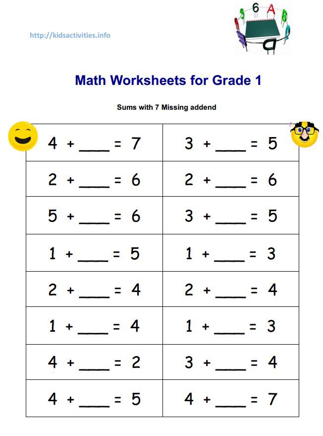 Addition Worksheets For Grade 1 Pdf