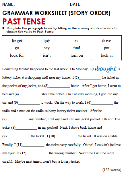 Copy Of Past Tense | Free Worksheets Samples