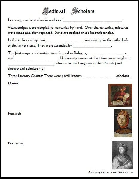 Italian Renaissance Worksheets