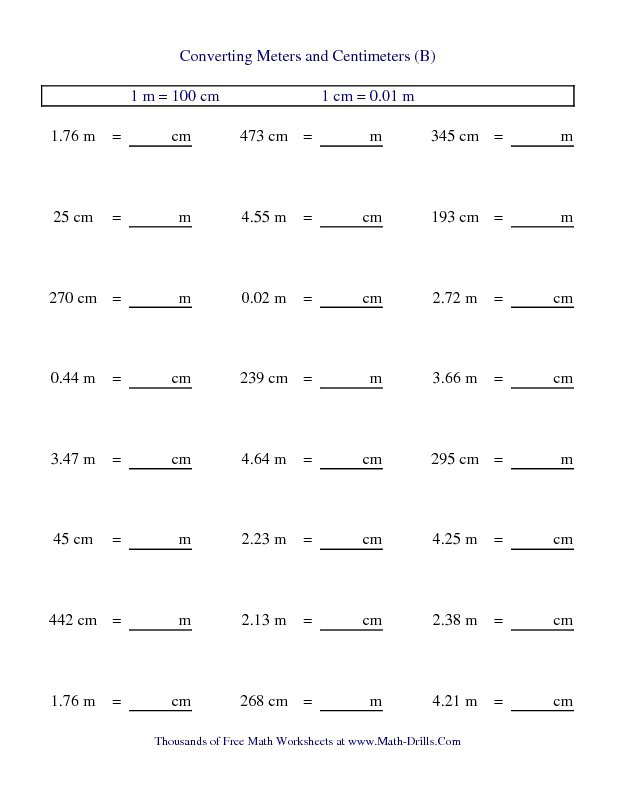 Metric To English Conversion Worksheets