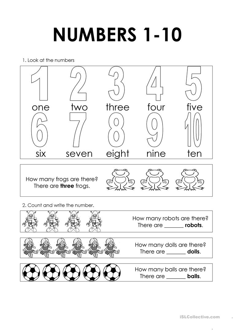 Numbers Esl Worksheets