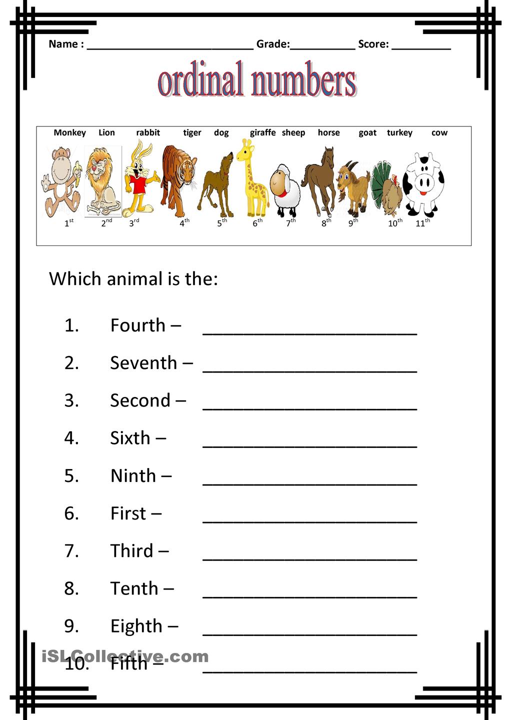 Numbers Esl Worksheets