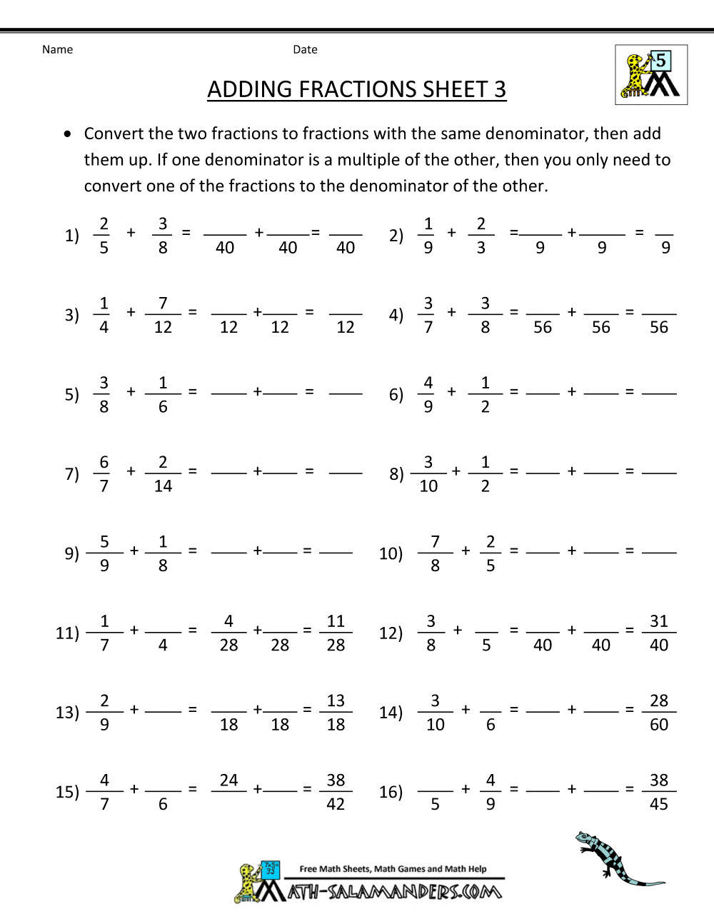 Grade 7 Math Fractions Worksheets