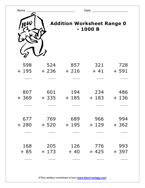 Long Addition Worksheets