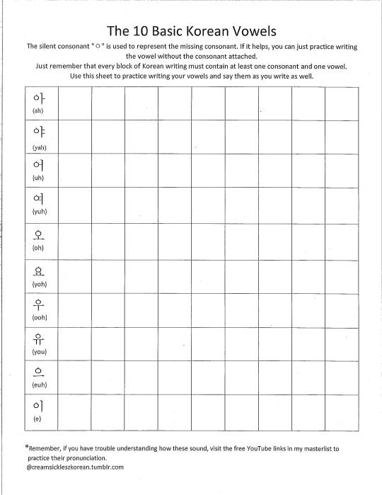 Korean Alphabet Worksheet | Free Worksheets Samples