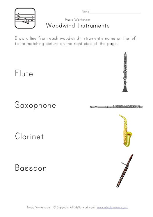 Woodwind Family Worksheets