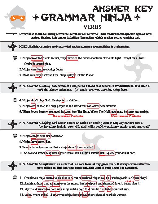 Grammar Ninja Worksheets Answers