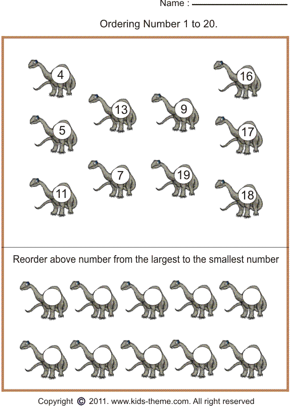 Sequencing Numbers To 20 Worksheets
