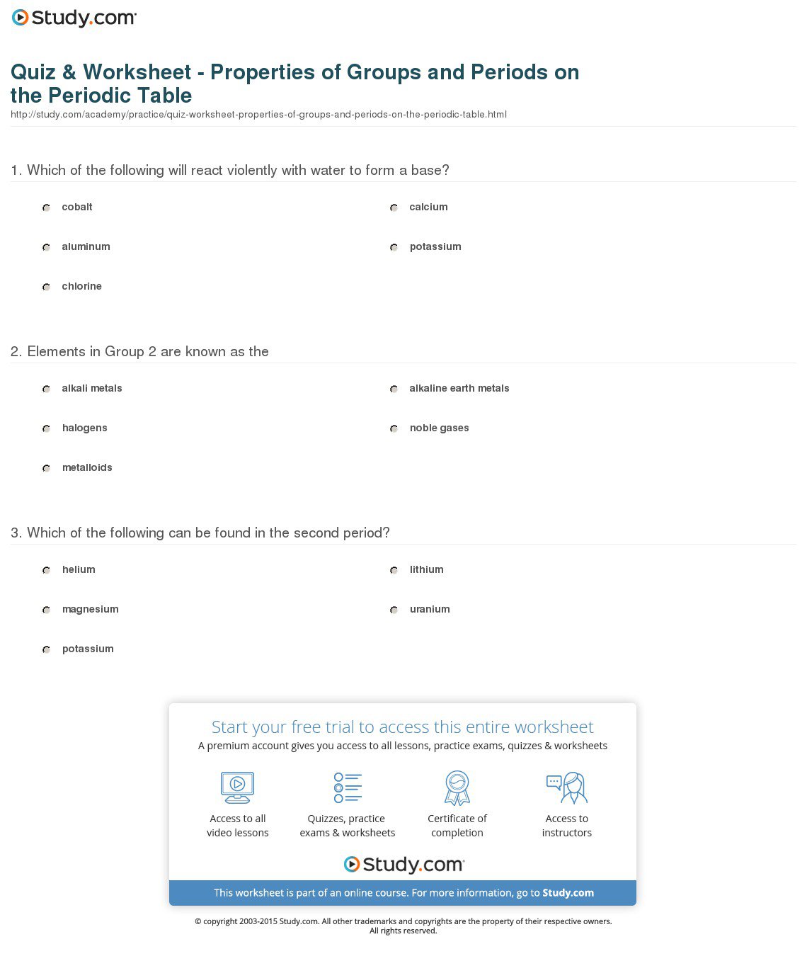 Periodic Table Tasks As The Periodic Table Groups Elements | Free ...