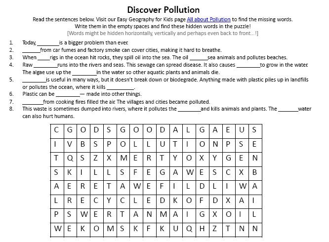 Pollution Worksheets Image Of Pollution Worksheet Free Printable | Free ...