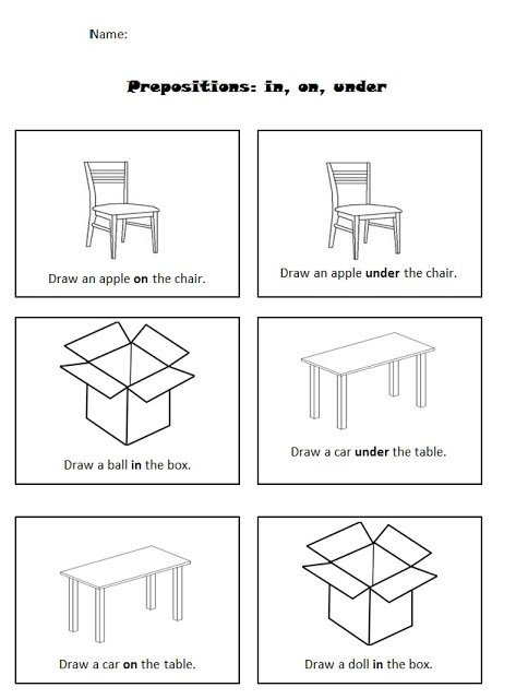 In On Under Worksheets For Kindergarten