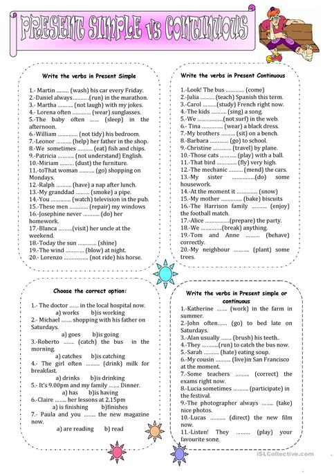 Present Simple Vs Present Continuous Worksheet | Free Worksheets Samples
