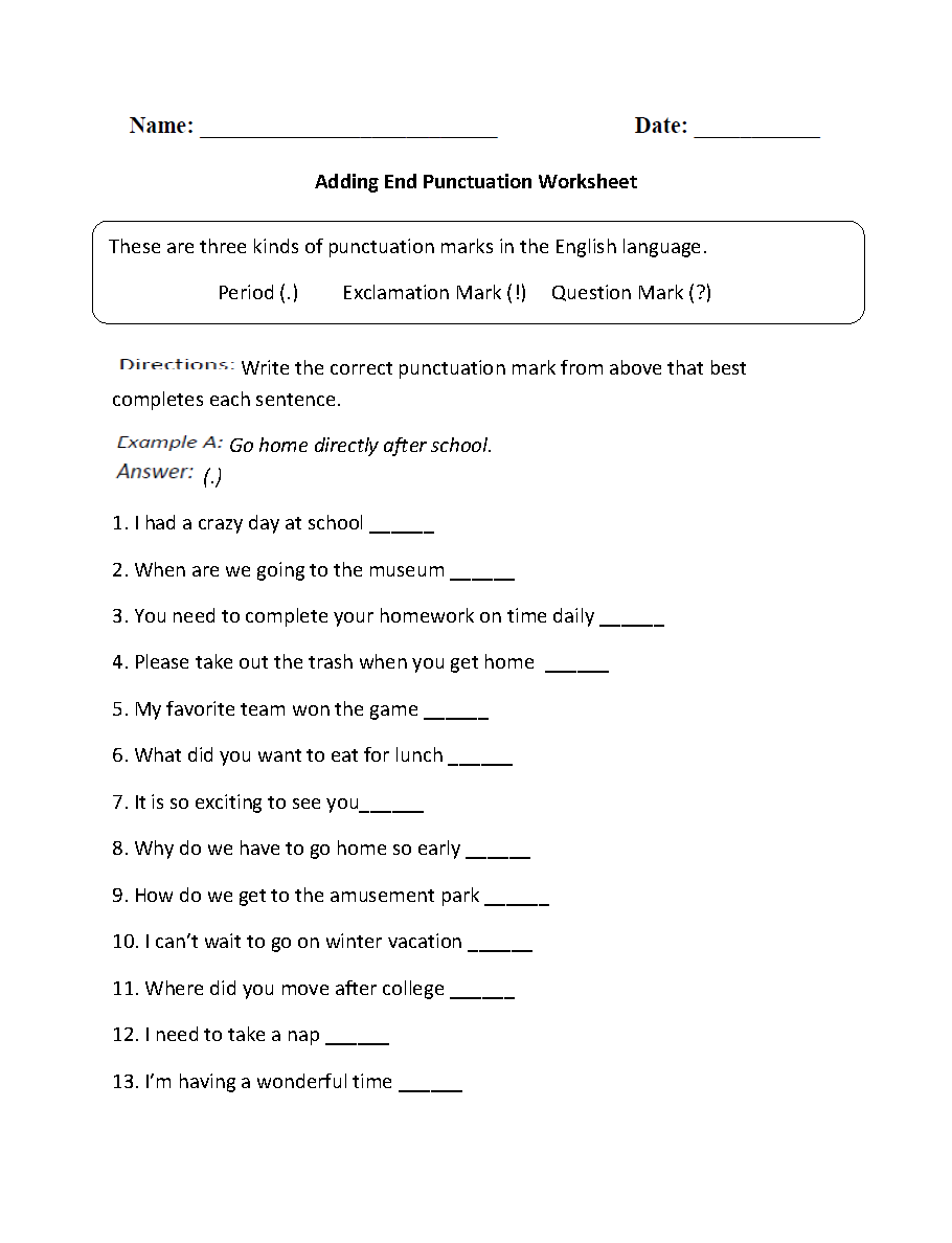 Punctuation Worksheets Grade 4 The Best Worksheets Image | Free ...
