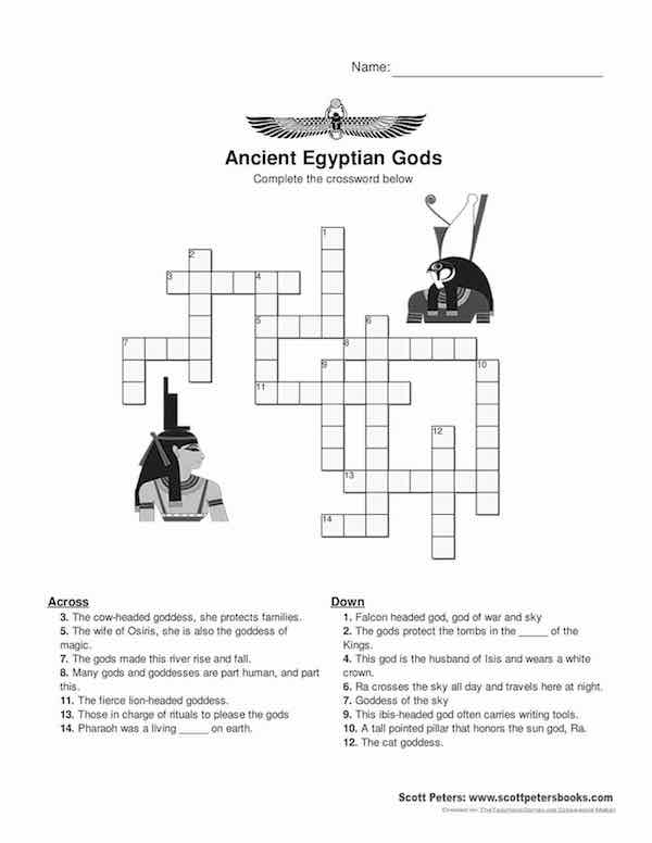 Egyptian Gods And Goddesses Worksheets