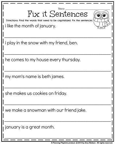 Ultimate Editing Sentences Worksheets For First Grade With | Free ...