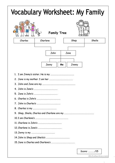 My Family Worksheets