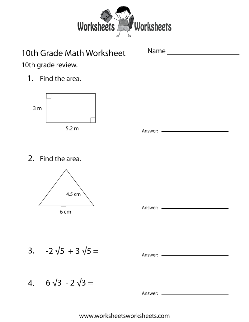 10th Grade Math Worksheets Printable The Best Worksheets Image | Free ...