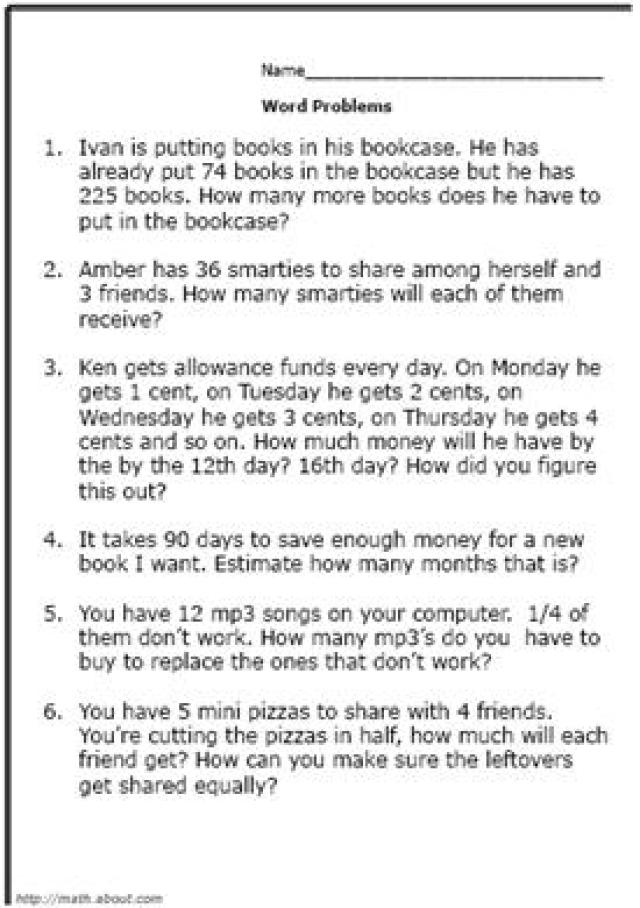 3rd Grade Math Worksheets Problem Solving 480761 | Free Worksheets Samples