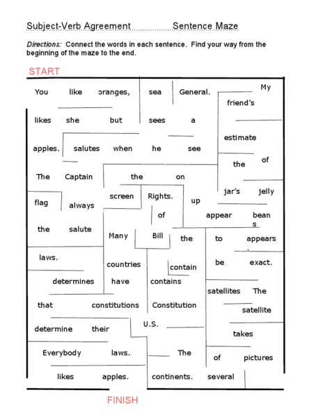 Agreeable Free Subject Verb Agreement Worksheets For First Grade | Free ...