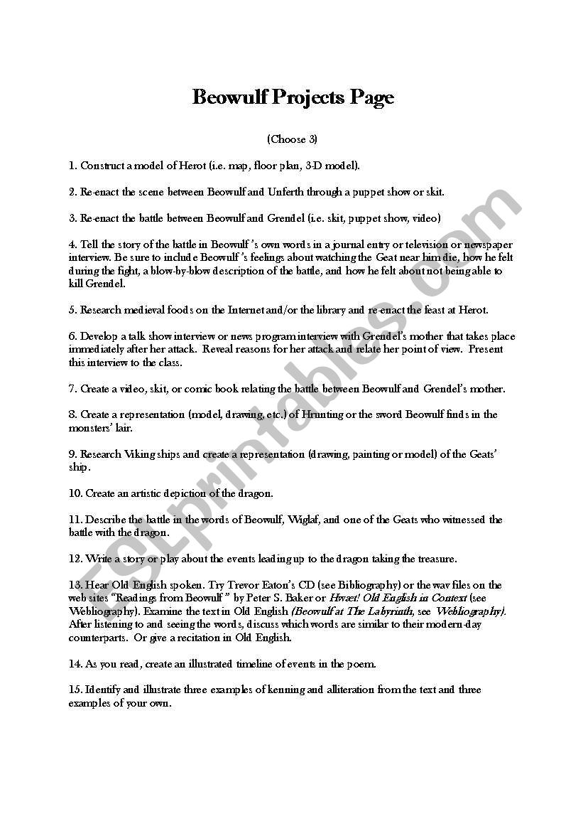 Beowulf Kennings Worksheets Answers