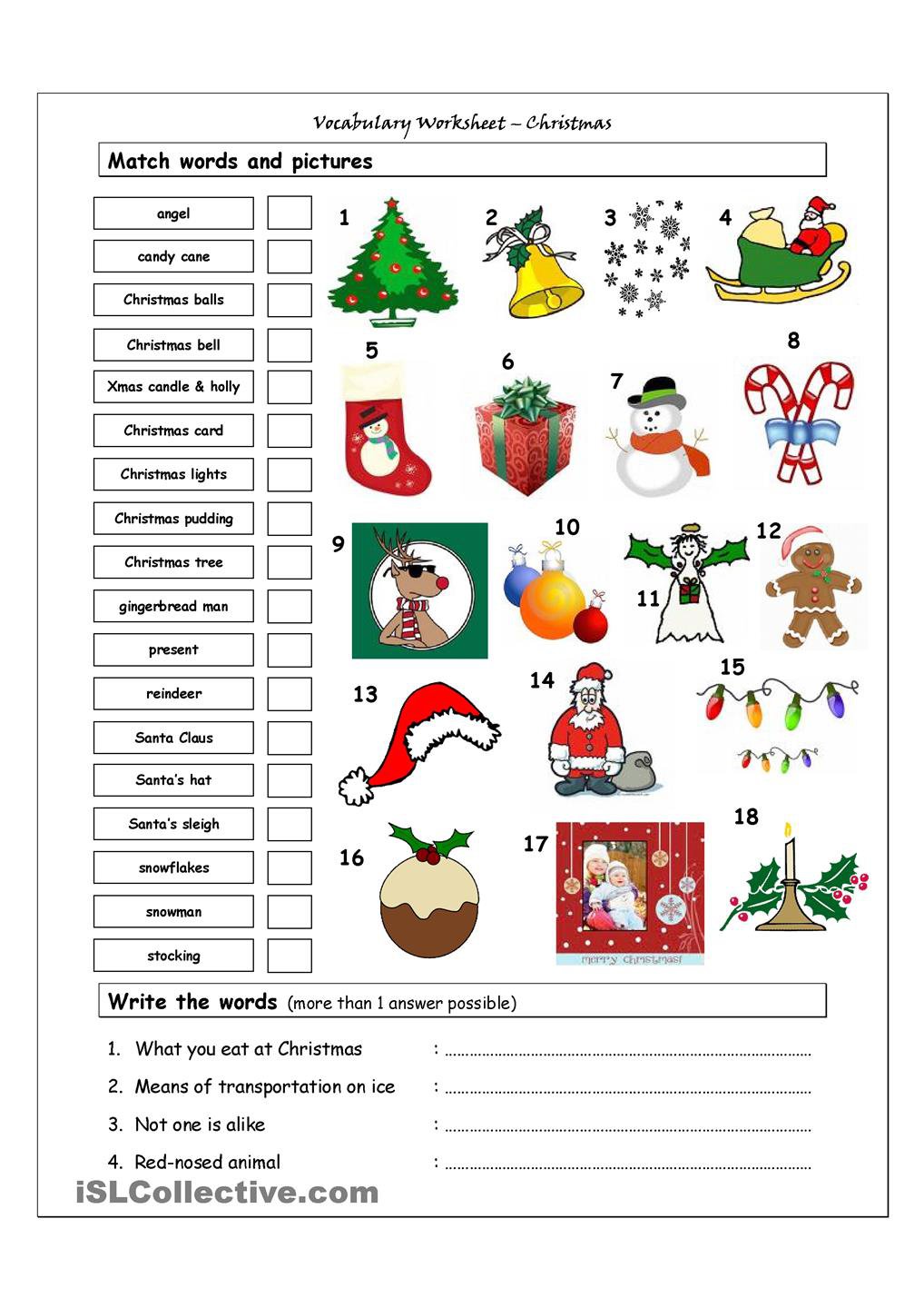 Xmas Worksheets Free