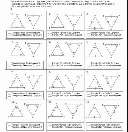 Congruent Triangles Worksheets