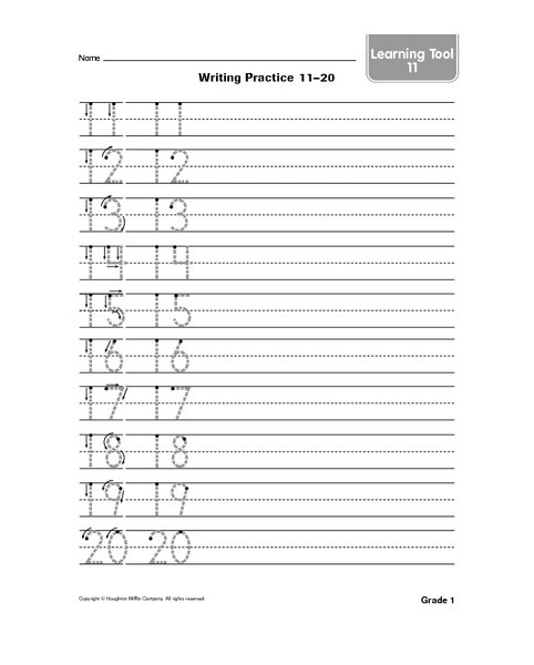 Tracing Numbers 11 To 20 Worksheets