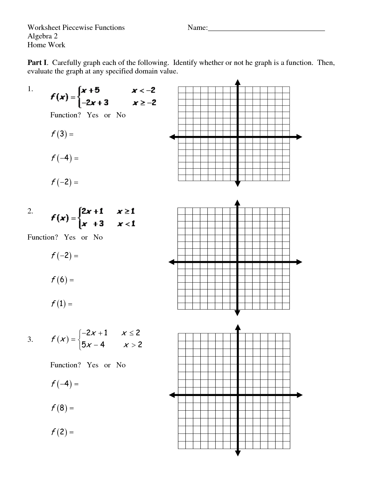 Math 4 Worksheets Piecewise Functions Answers Math 4 Worksheets Piecewise Functions Answers