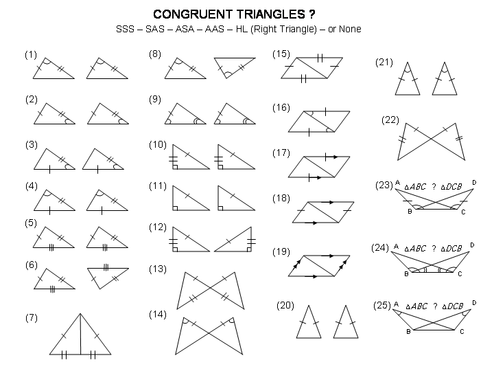 Congruent Triangles Worksheets