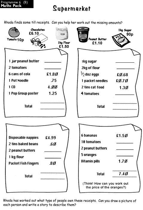 Cooking Math Worksheets