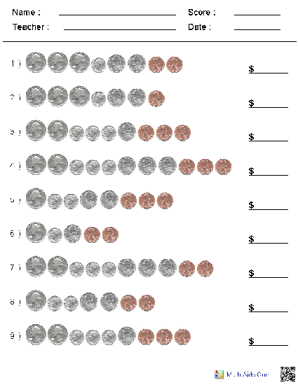 Mixed Coins Worksheets