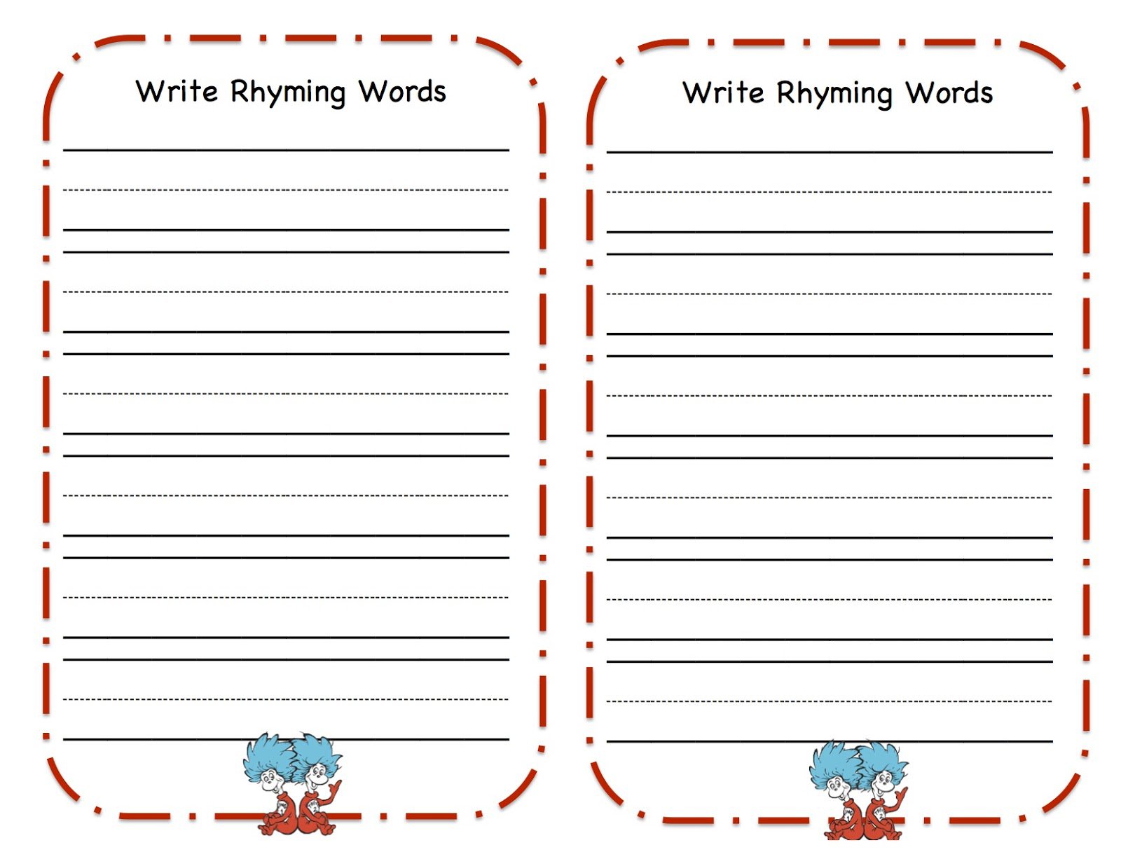 Dr. Seuss Rhyming Worksheets