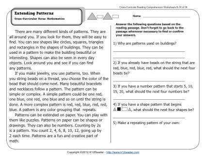 Extending Patterns | Free Worksheets Samples