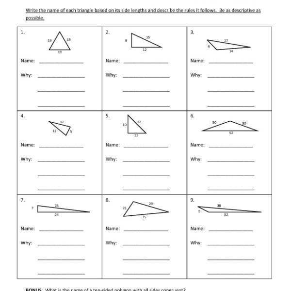 Classifying Triangles Worksheets